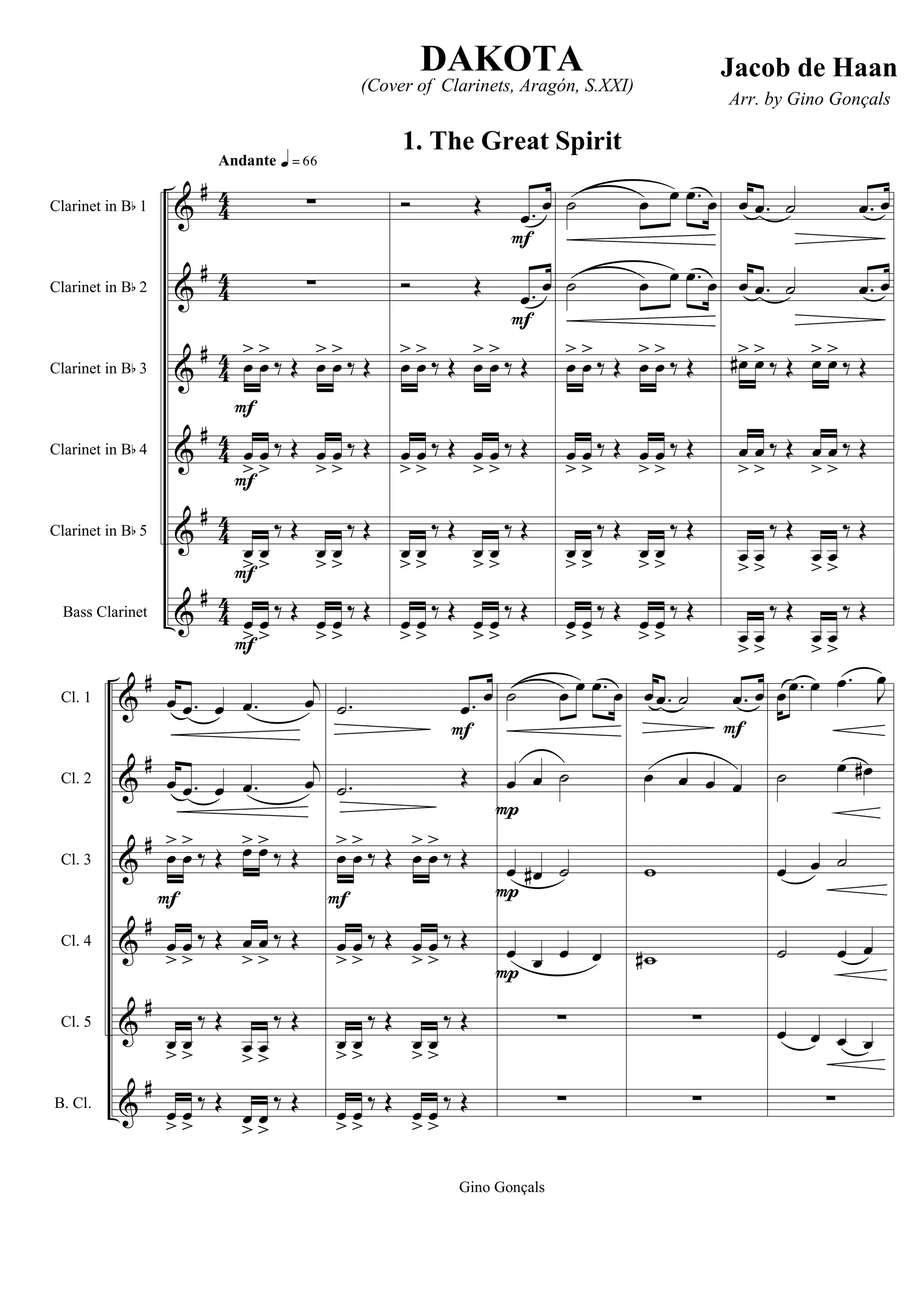 1 dakota - jacob de haan - set of clarinets | PDF