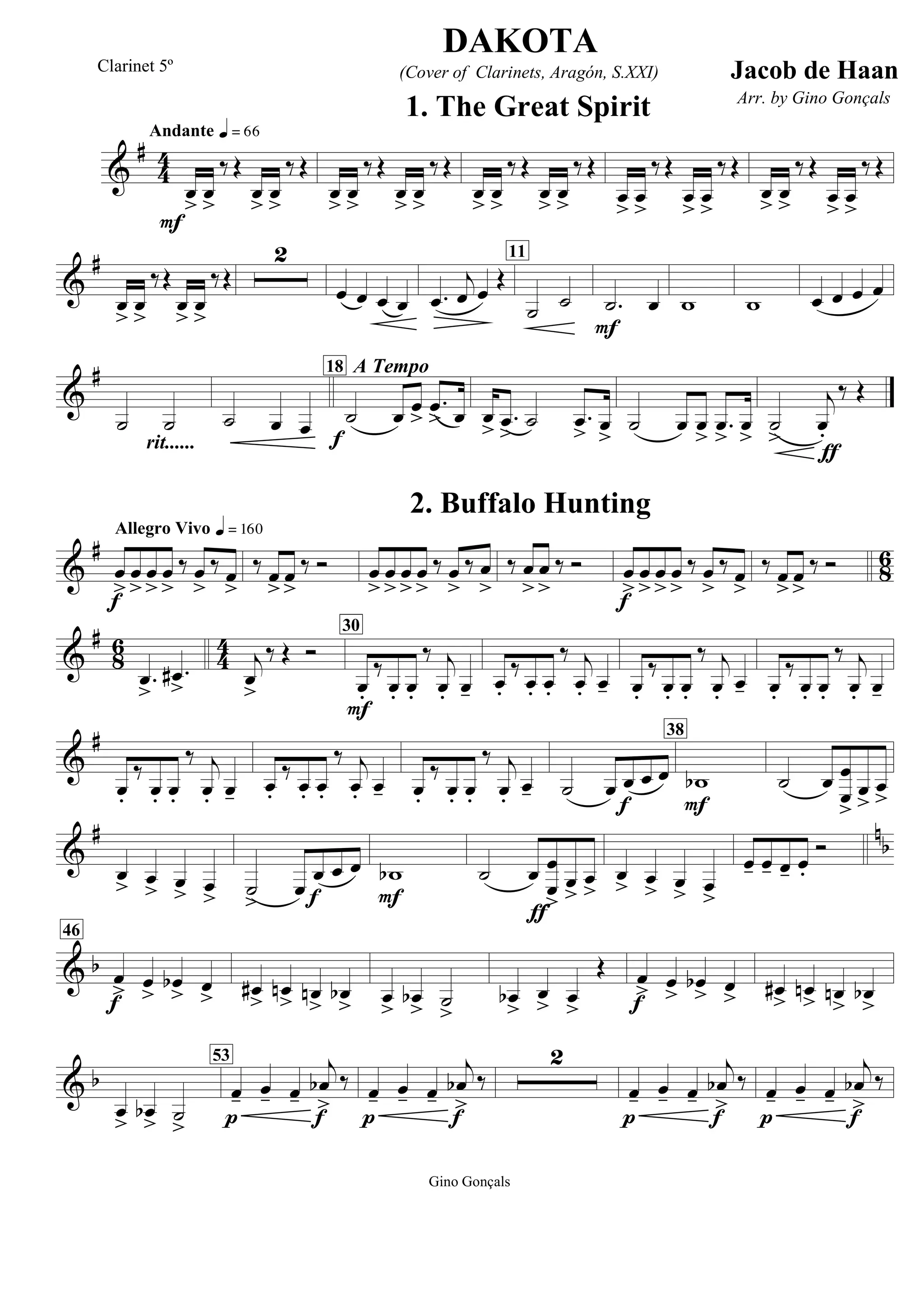 1 dakota - jacob de haan - set of clarinets | PDF