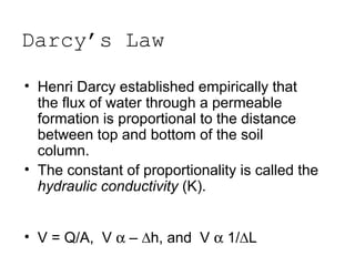 Drainage Engineering (Darcy's law) | PPT