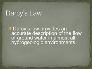Drainage Engineering (darcy's Law) | PPT