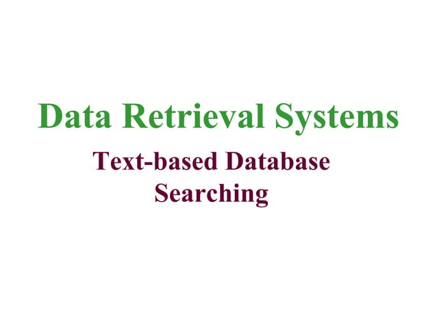 Data Retrieval Systems | PDF