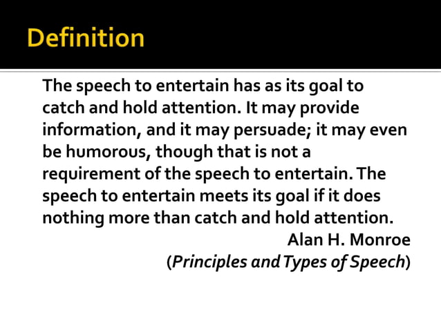 1 Definition Of Entertain Speech | PPT