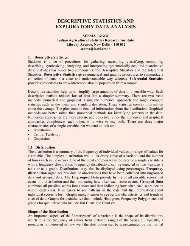 1 descriptive statistics | PDF