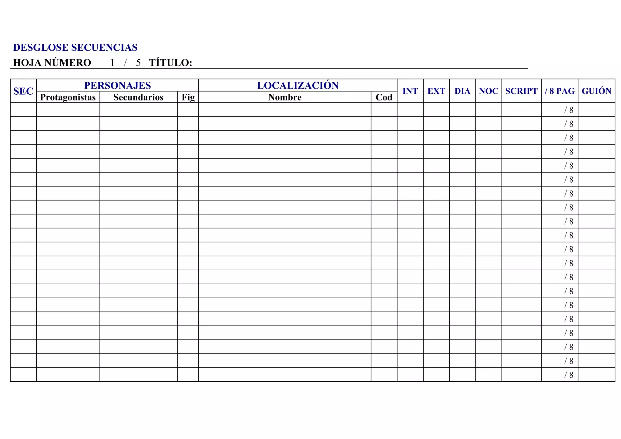Desglose de secuencia general | DOC