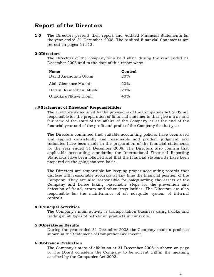 1.directors' and auditors report