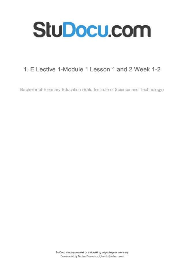 1 e-lective-1-module-1-lesson-1-and-2-week-1-2 | PDF