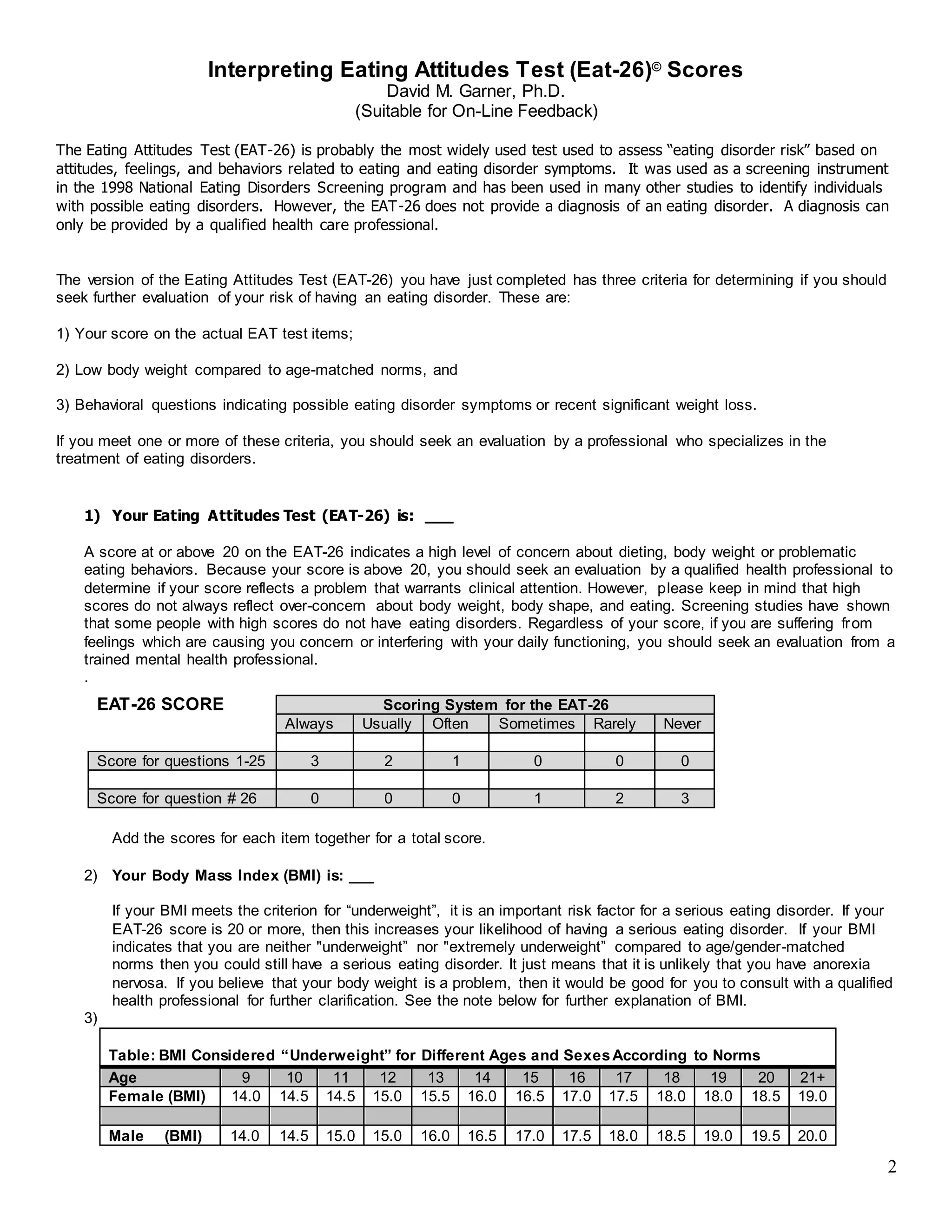 Eating Attitudes Test-26 (EAT-26) | DOCX
