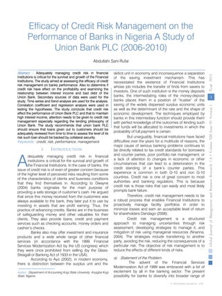 1 efficacy-of-credit-risk-management and profitability | PDF