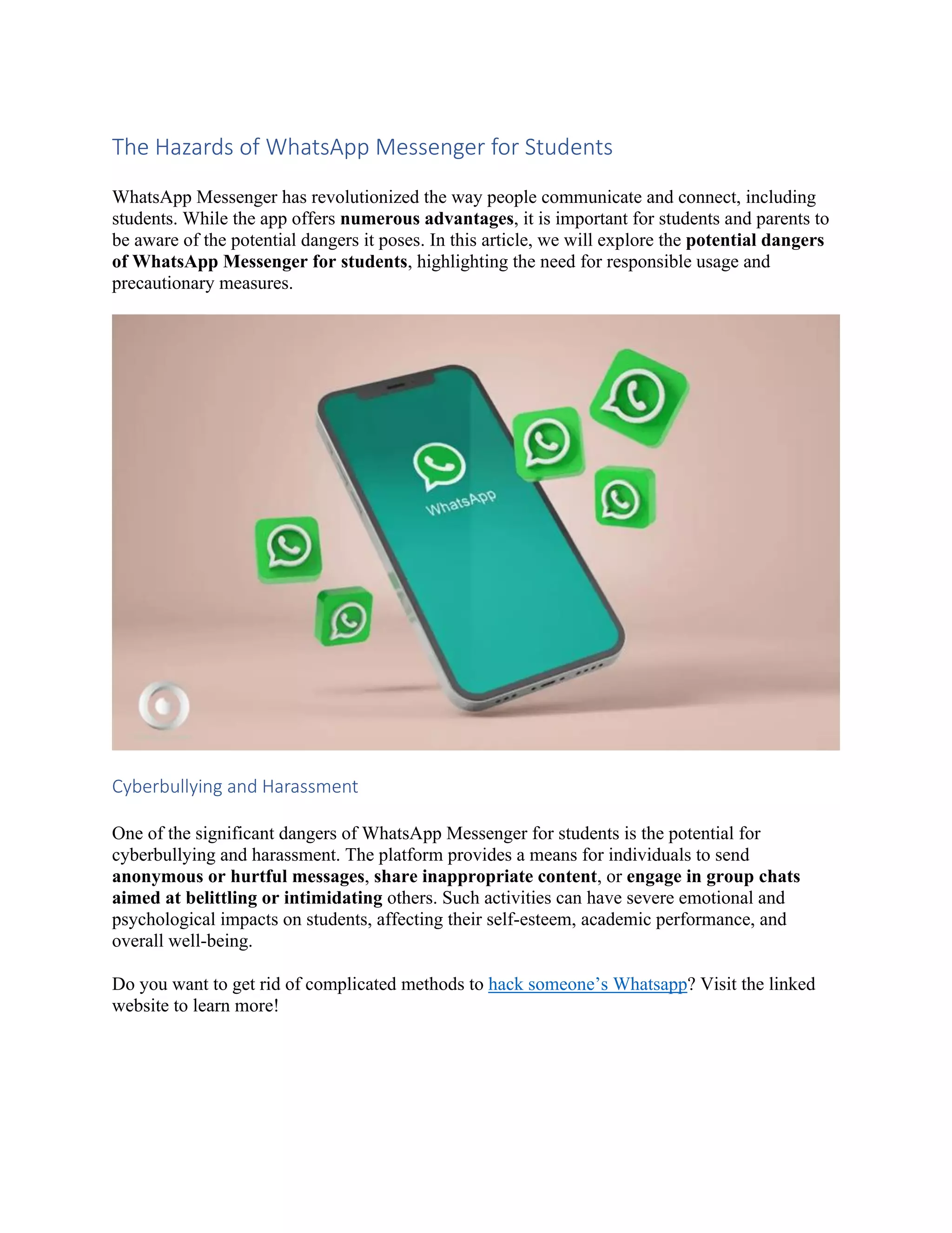 The risks of Whatsapp messenger for students | PDF