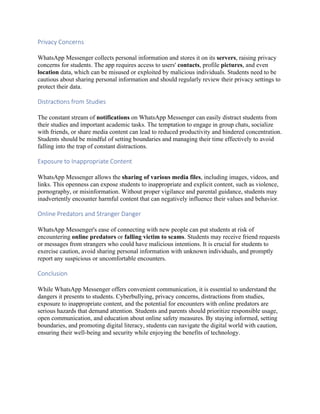 The risks of Whatsapp messenger for students | PDF