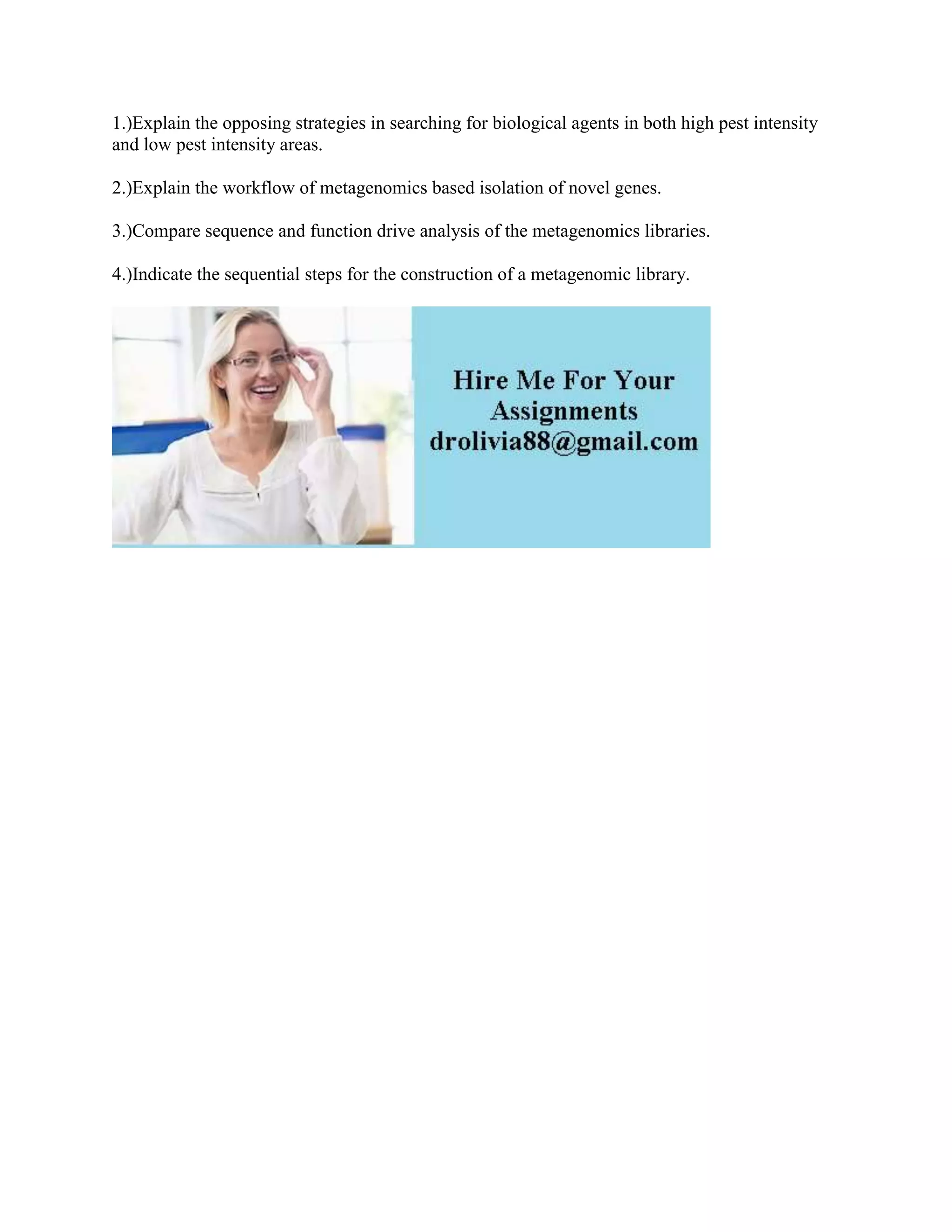 1-)Explain the opposing strategies in searching for biological agents.docx