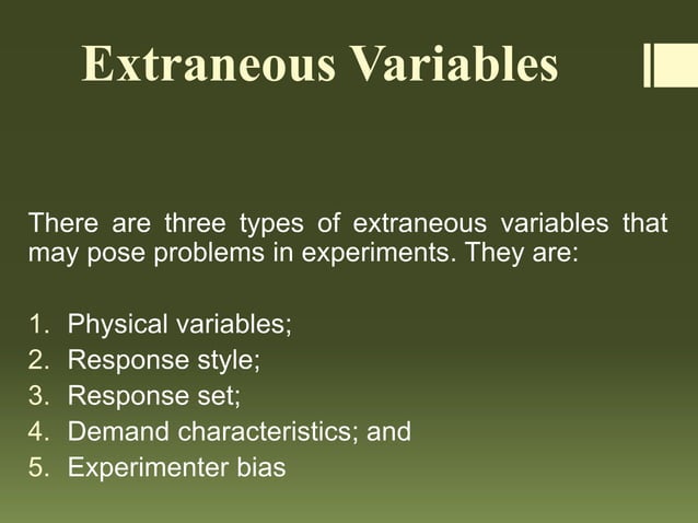 Extraneous Variables in Experiments | PPT