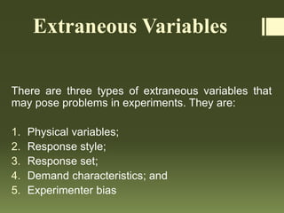 Extraneous Variables in Experiments | PPT