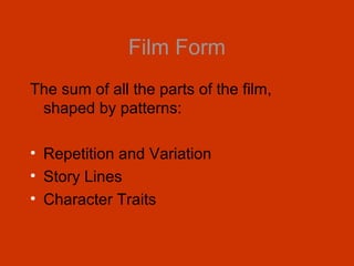 Film forms & allegories-studios, early cinema,narration | PPT
