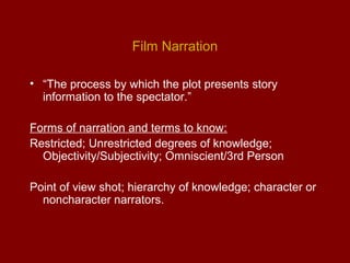 Film forms & allegories-studios, early cinema,narration | PPT