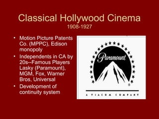 Film forms & allegories-studios, early cinema,narration | PPT