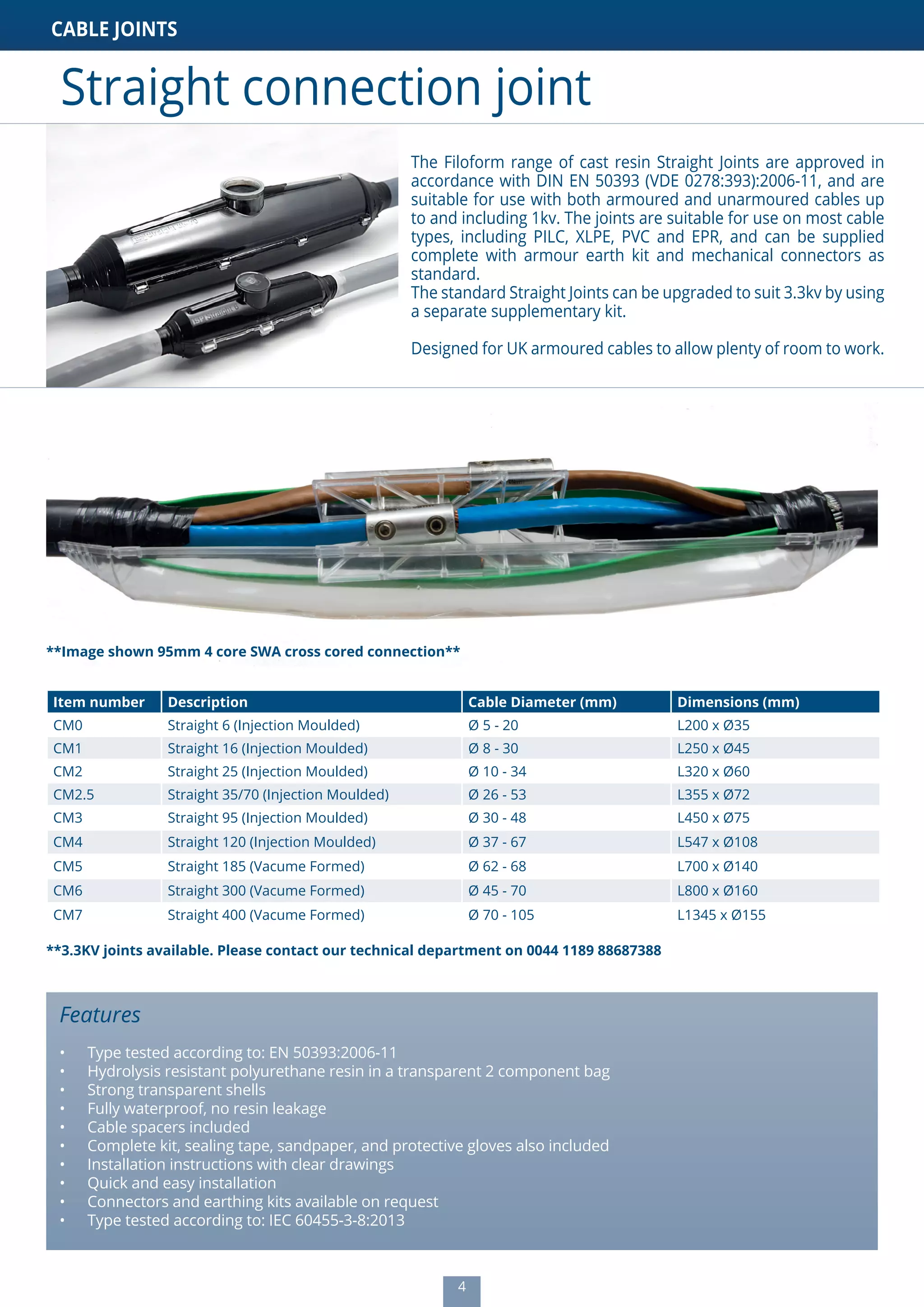 Filoform straight cable joints | PDF
