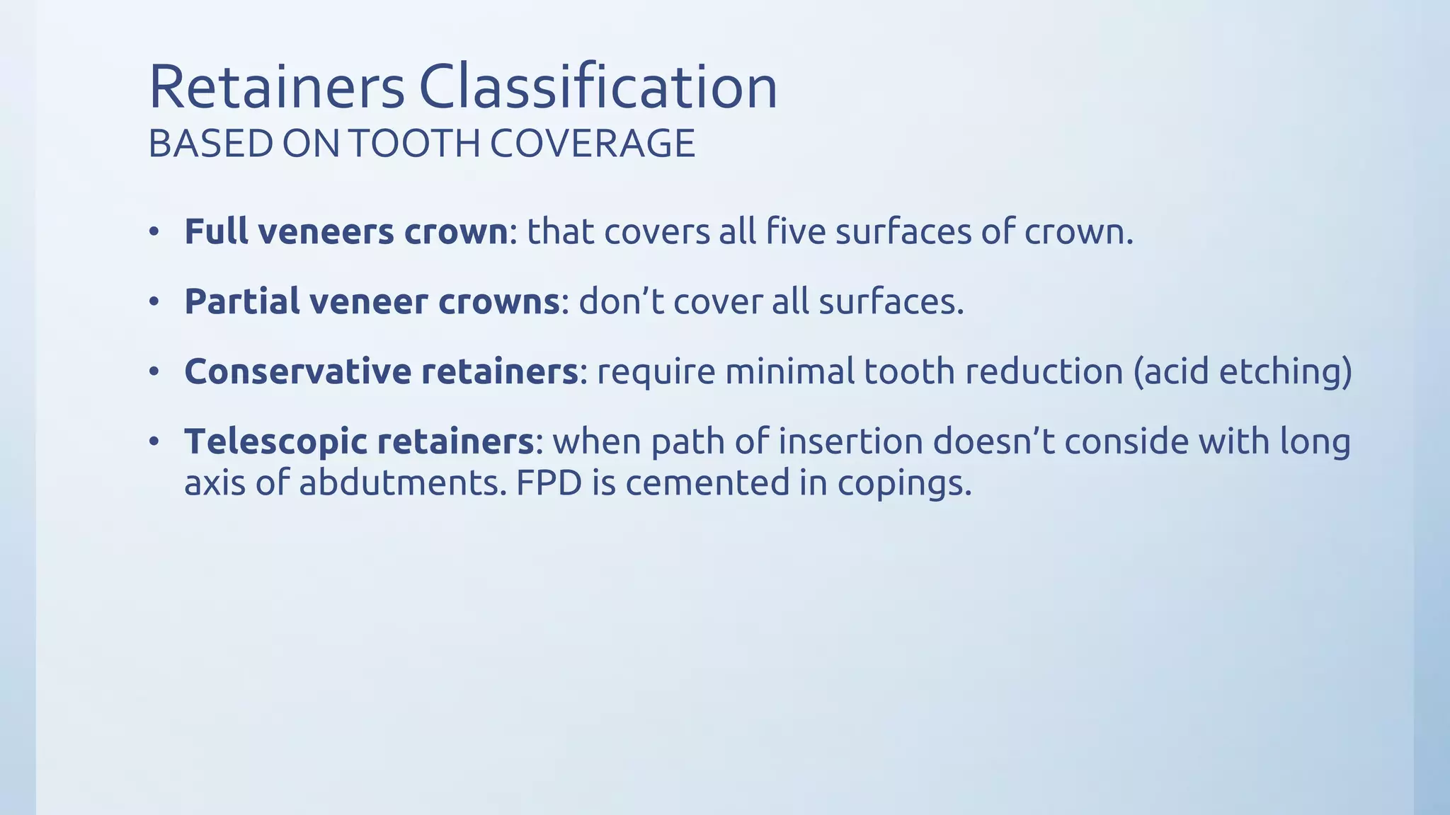 1/2 Fixed Partial Dentures (FPD) Introduction & Basics @ Faryal | PDF