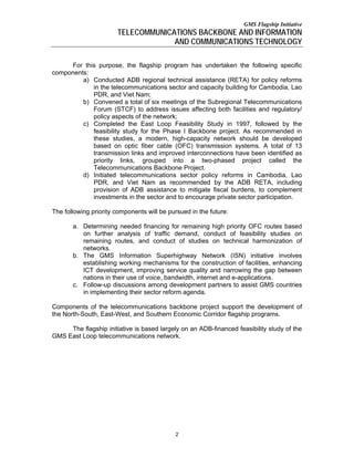 GMS Flagship Initiative - TELECOMMUNICATIONS BACKBONE AND INFORMATION ...