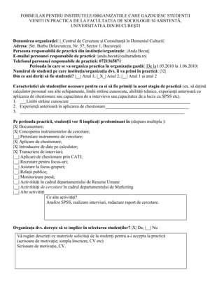 Formular Centrul De Cercetare Si Consultanta In Domeniul Culturii | PDF
