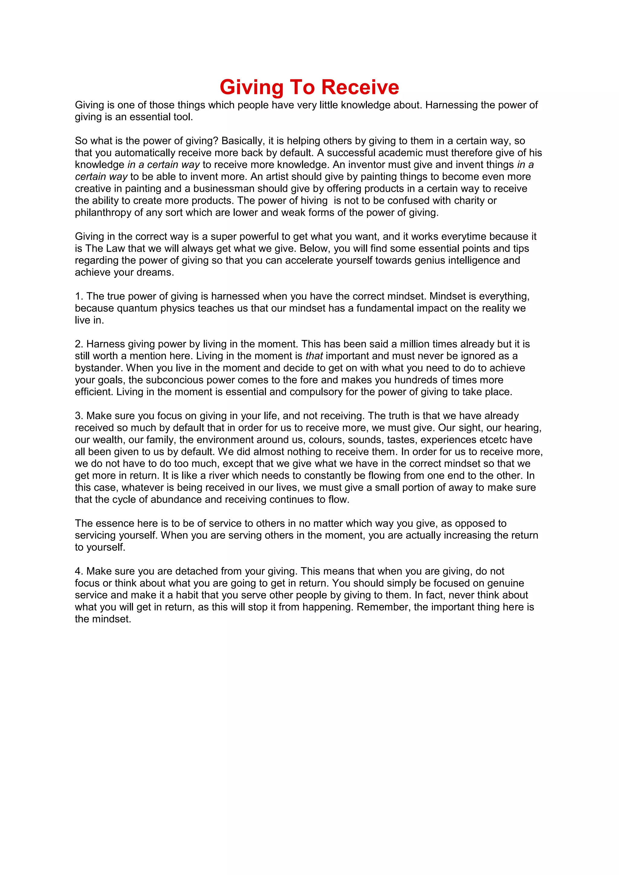 1 - giving to receive | DOCX