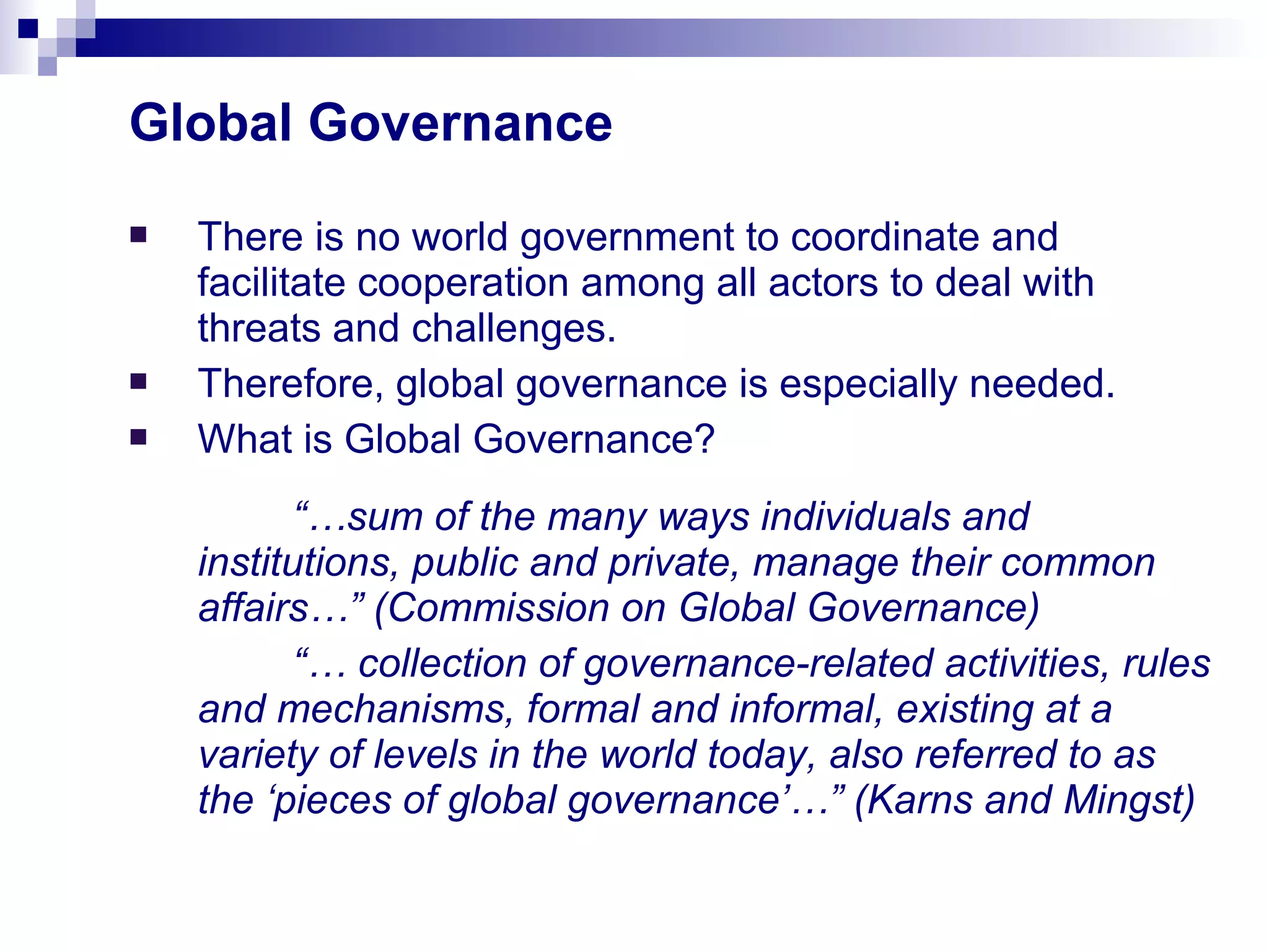 1. global governance | PPT