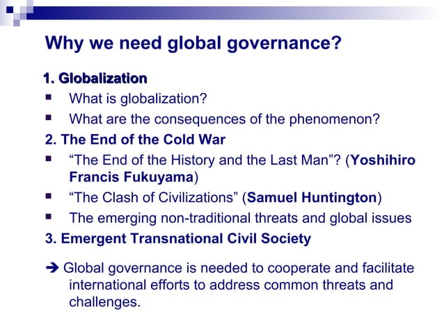 1. global governance | PPT | Political Issues & policy | Politics