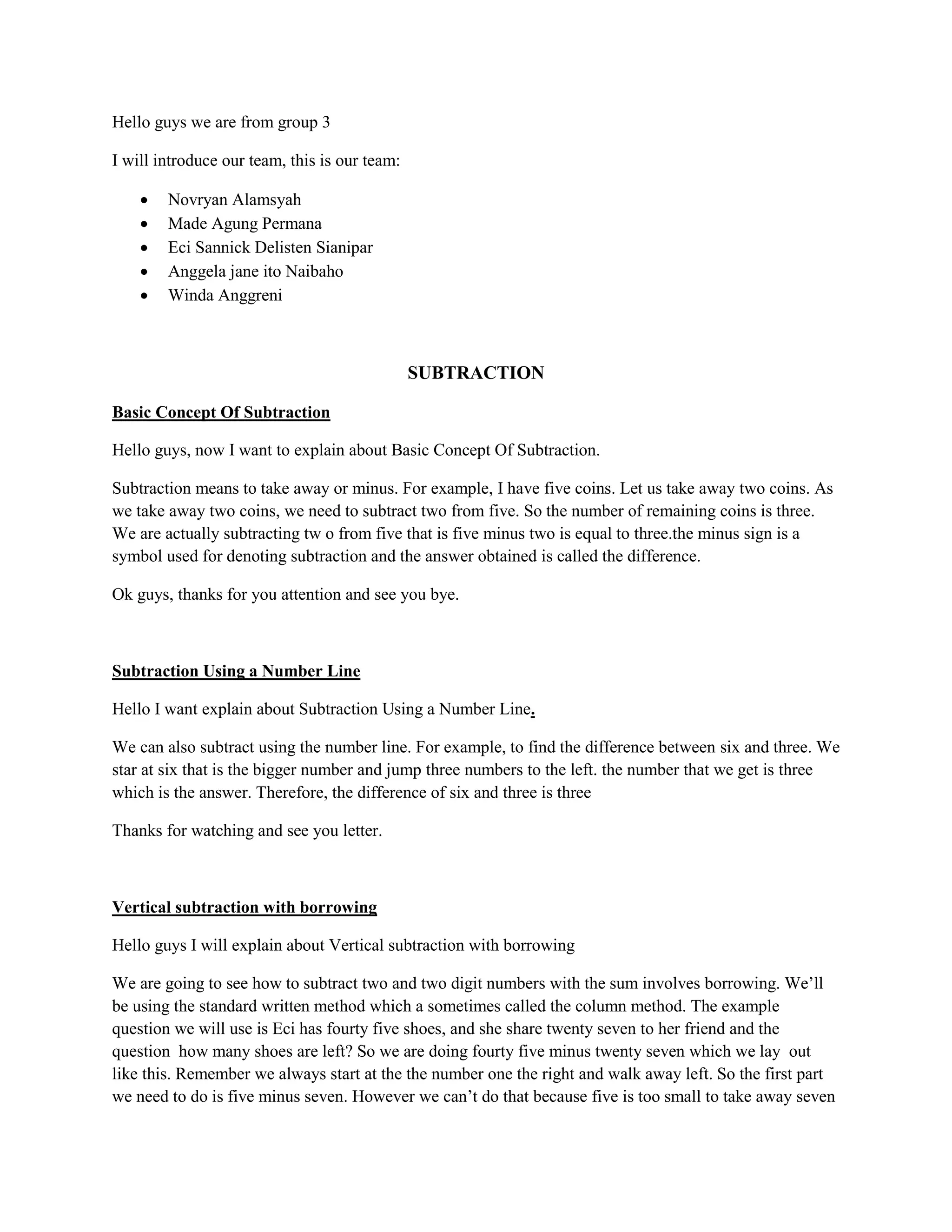 1 - Group 3 - Subtraction Scripts | PDF