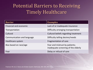 Identifying and Removing Barriers to Care | PPTX