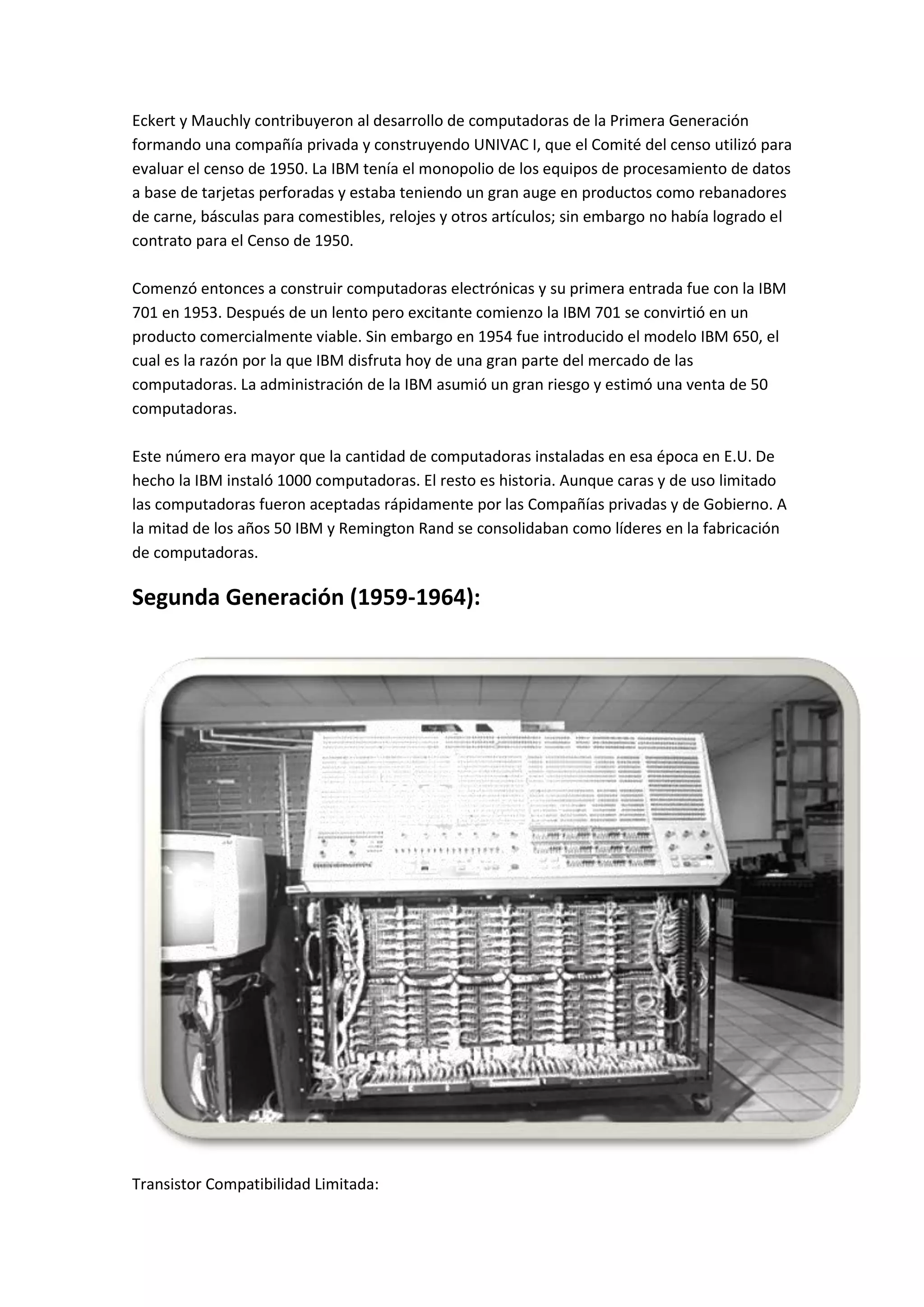 1. historia de la computadora generación de la primera a la quinta | PDF