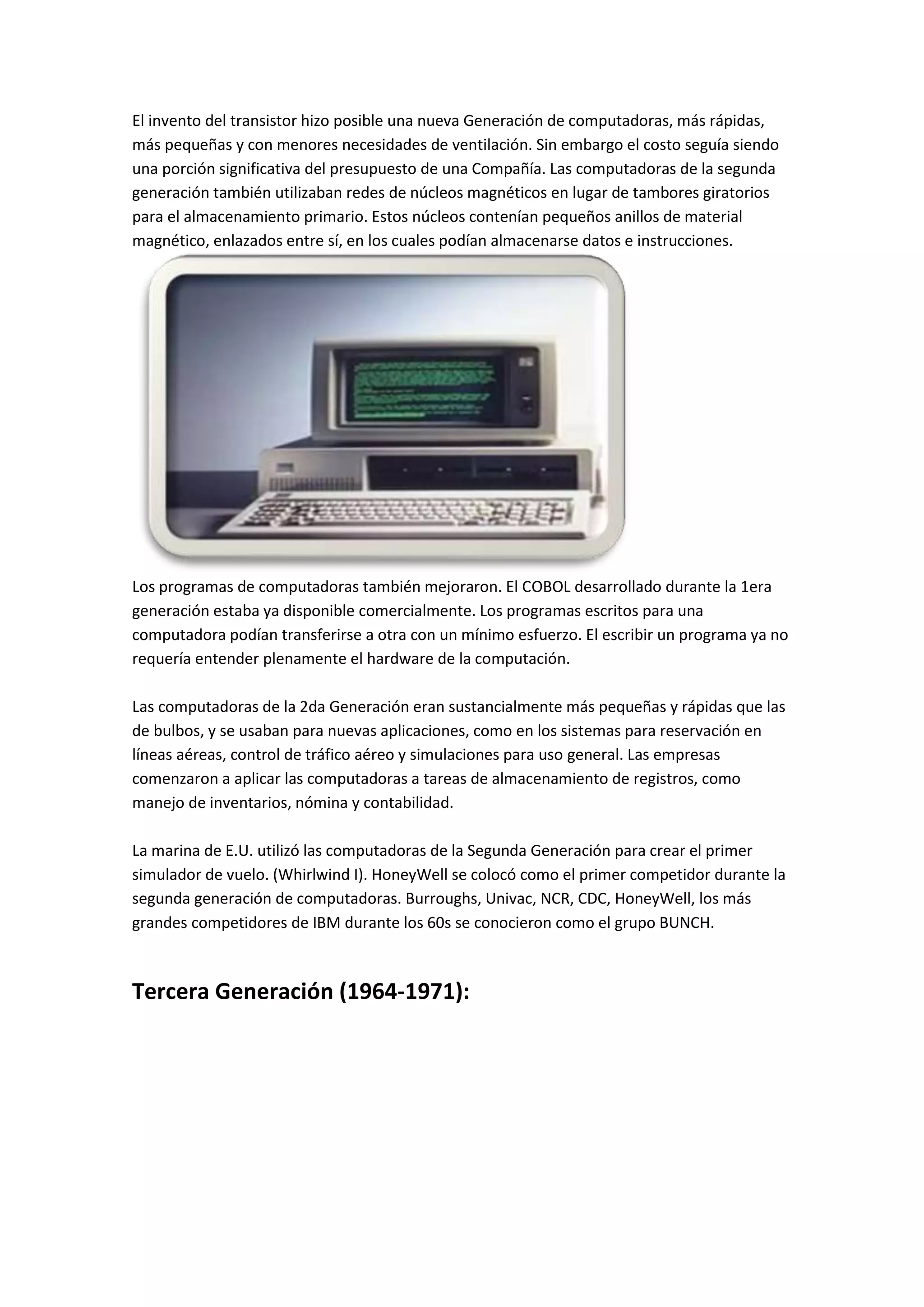 1. historia de la computadora generación de la primera a la quinta | PDF