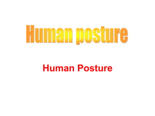 HUMAN POSTURE and it is help full for physiotherapy and neursing ...