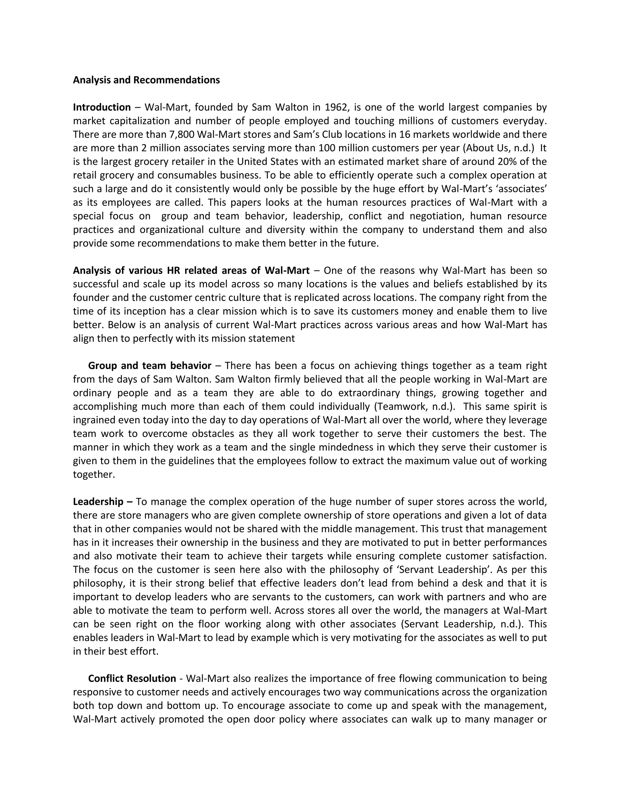 1 human resources practices at wal-mart case study | DOCX