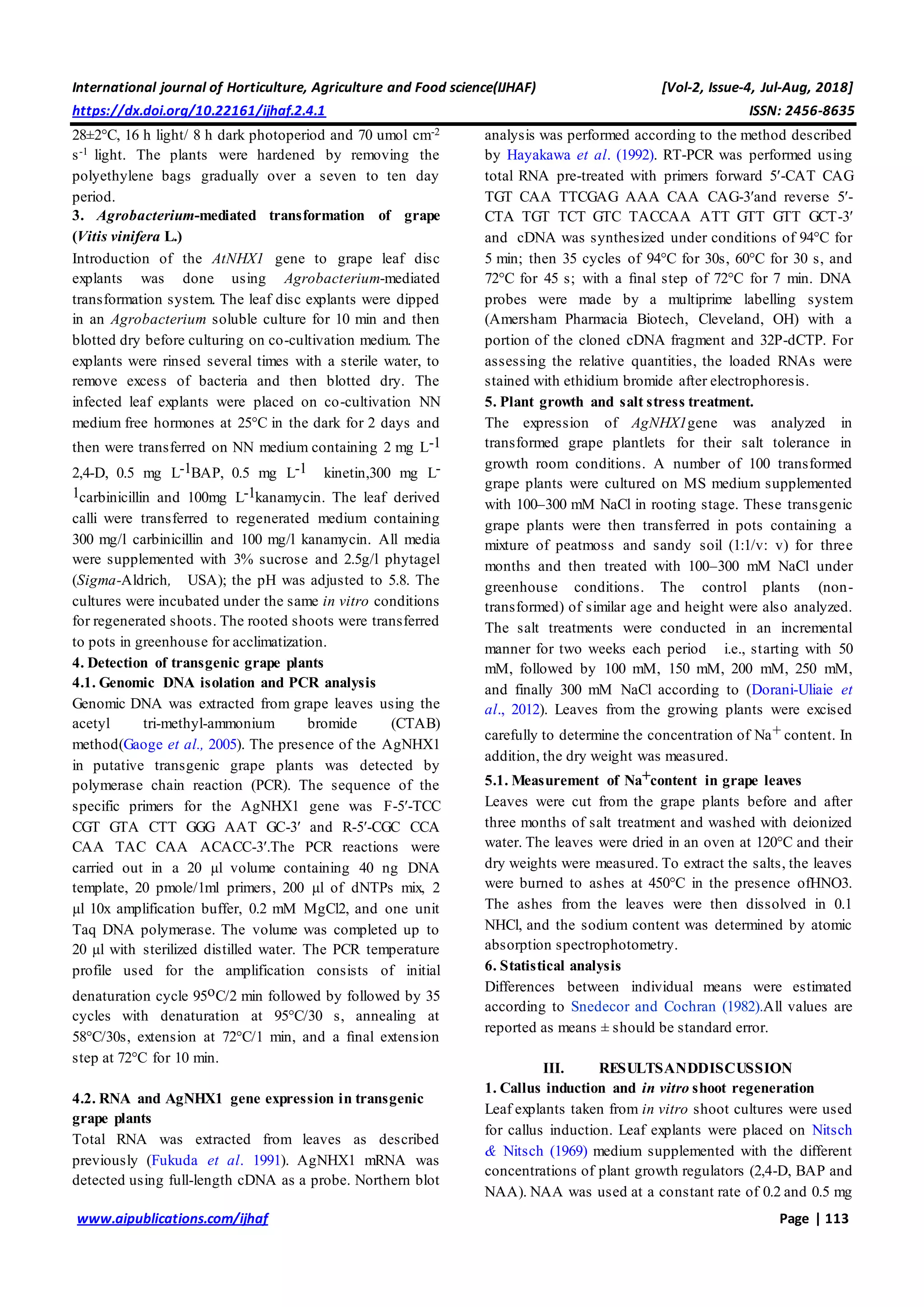 Production of Genetically Modified Grape (Vitis vinifera L.) Plants | PDF
