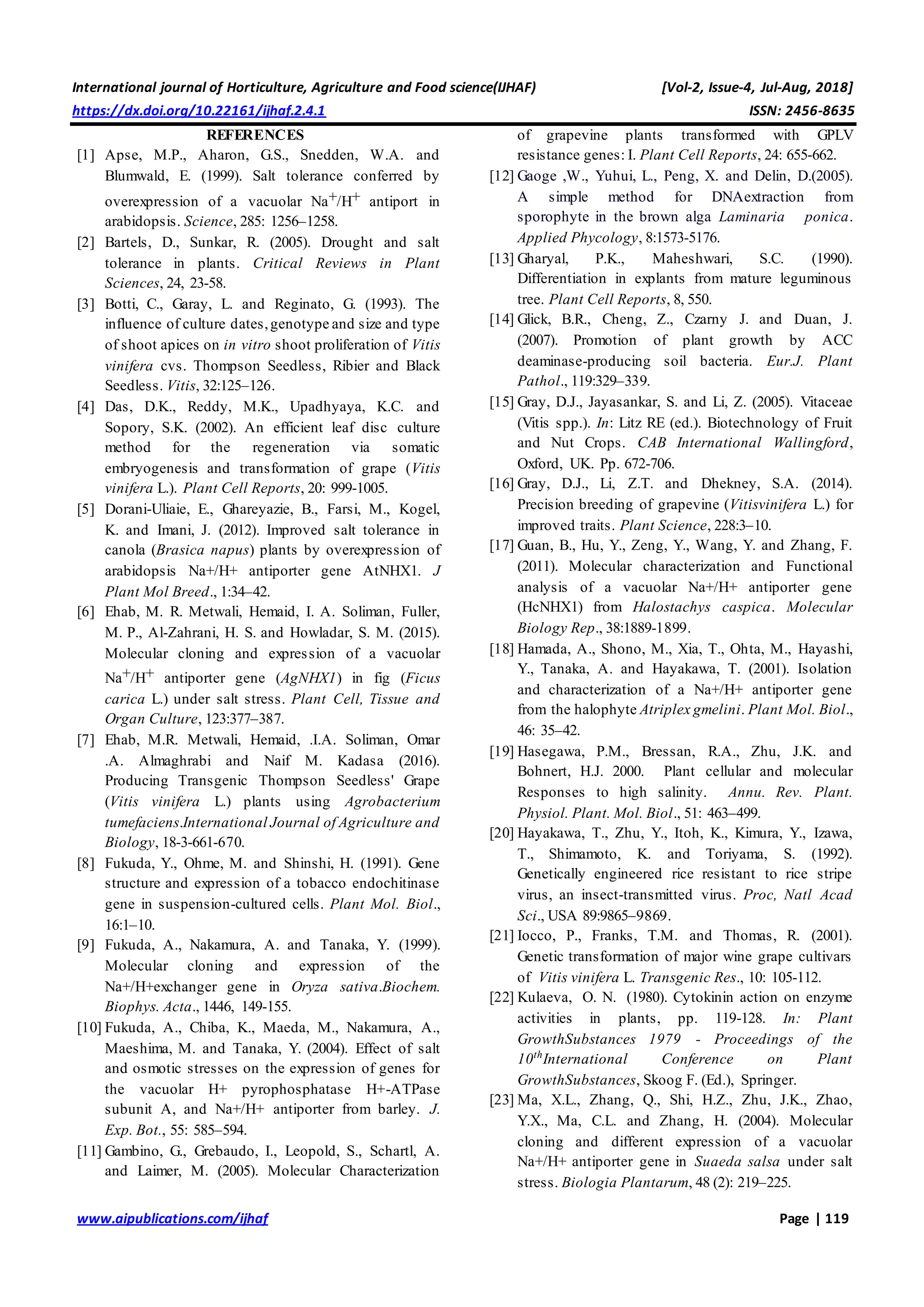 Production of Genetically Modified Grape (Vitis vinifera L.) Plants | PDF