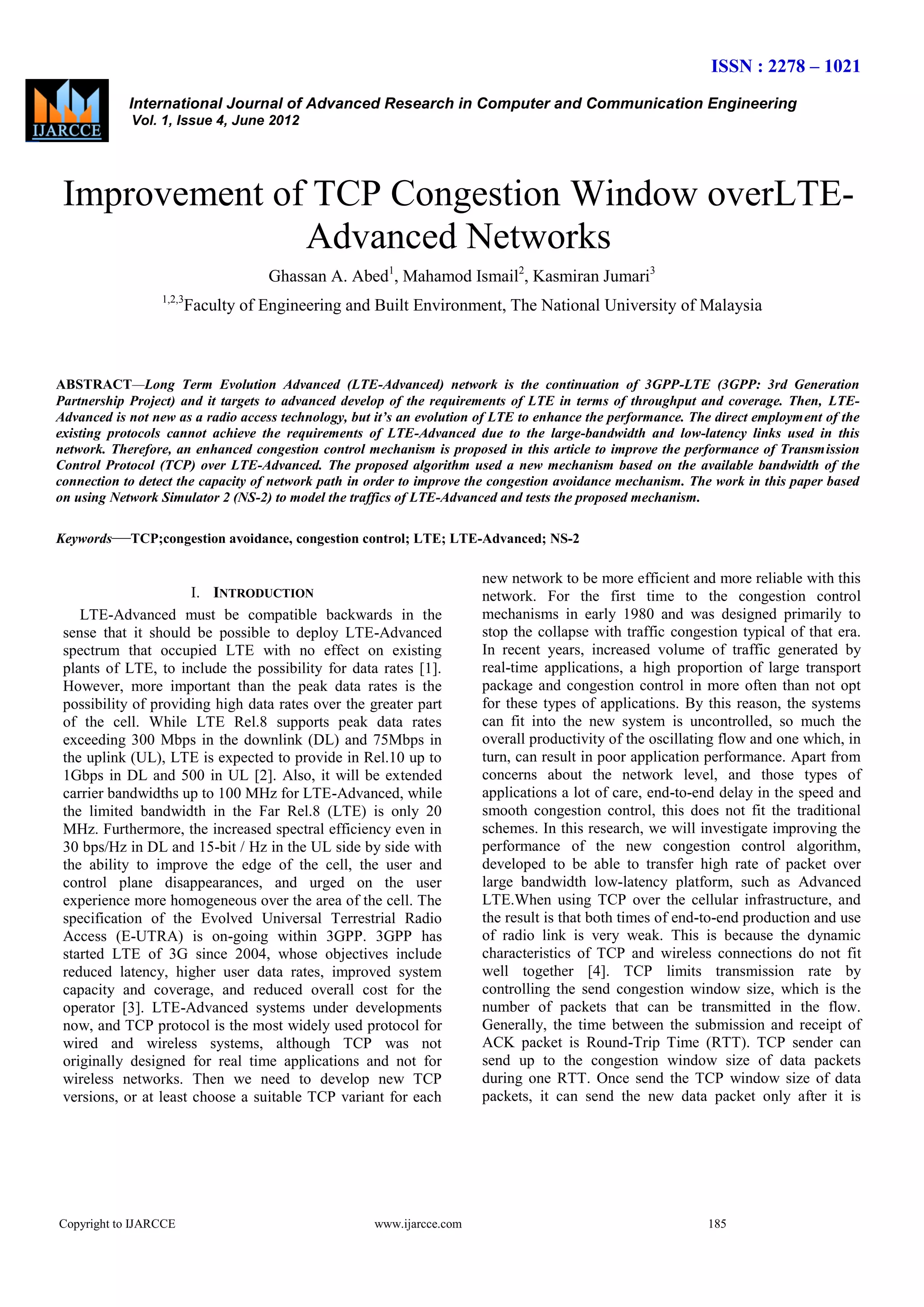1 improvement of tcp congestion window over lte | PDF