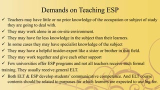 Inro to ESP: English for Specific Purposes, TEFL/TESL | PPT