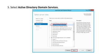 install active directory and configure domain controller | PPTX