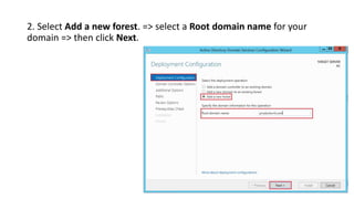 install active directory and configure domain controller | PPTX