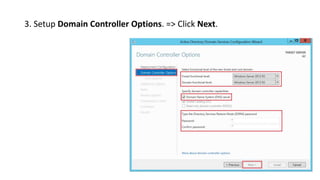 install active directory and configure domain controller | PPTX