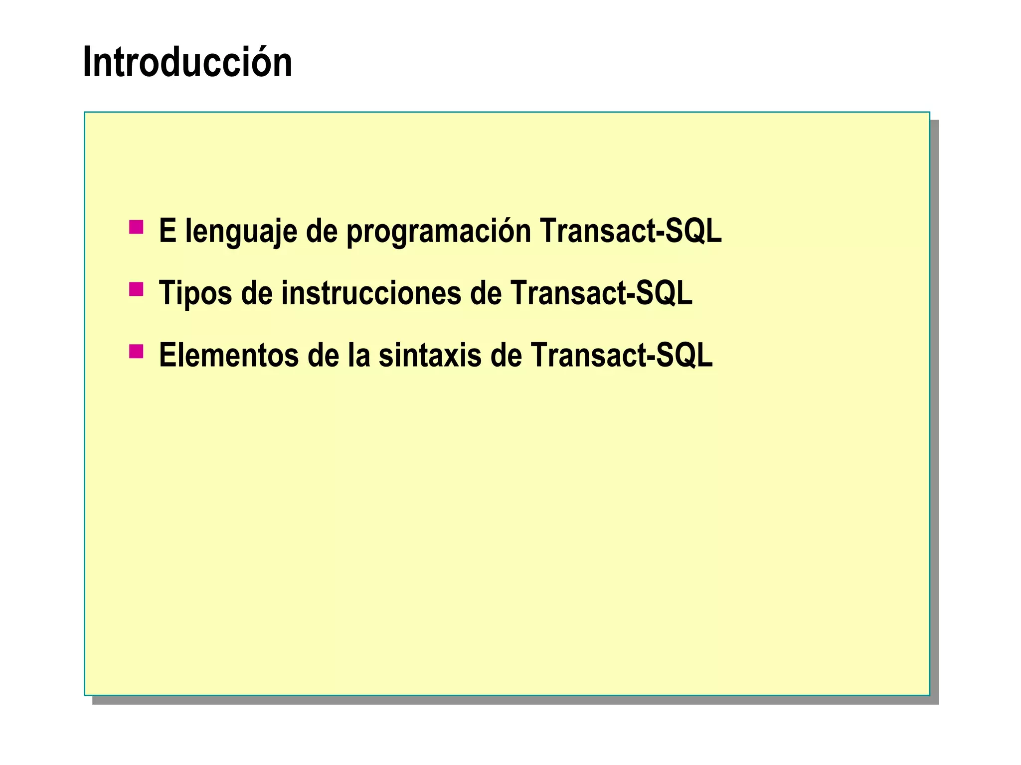 1. introduccion a transact-sql | PPT