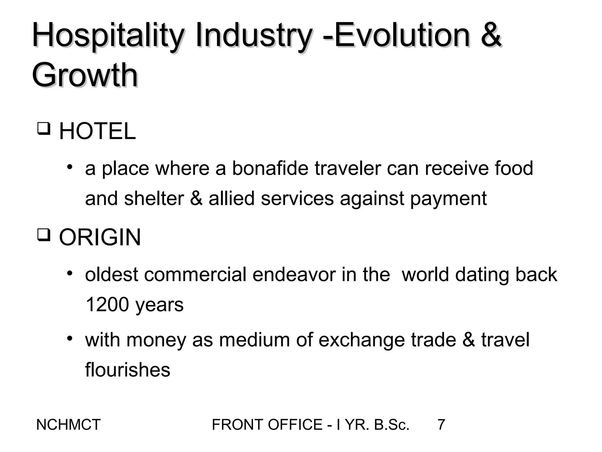 1 introduction to hospitaliy industry | PPT