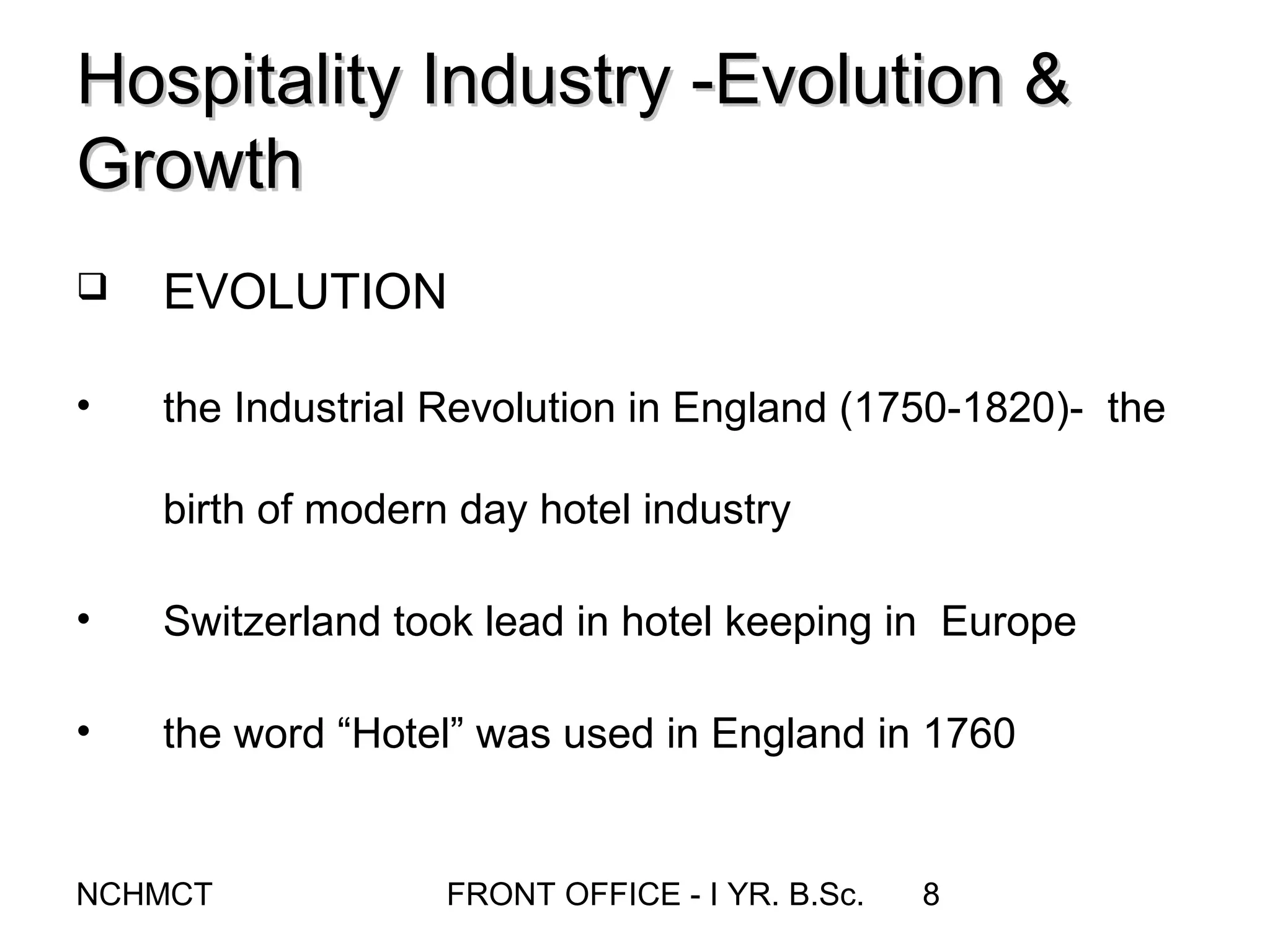1 introduction to hospitaliy industry | PPT