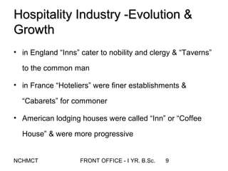 1 introduction to hospitaliy industry | PPT
