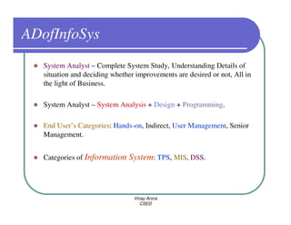 A&D - Introduction to Analysis & Design of Information System | PDF