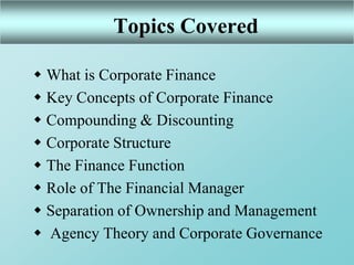 1. introduction to corporate finance | PPTX