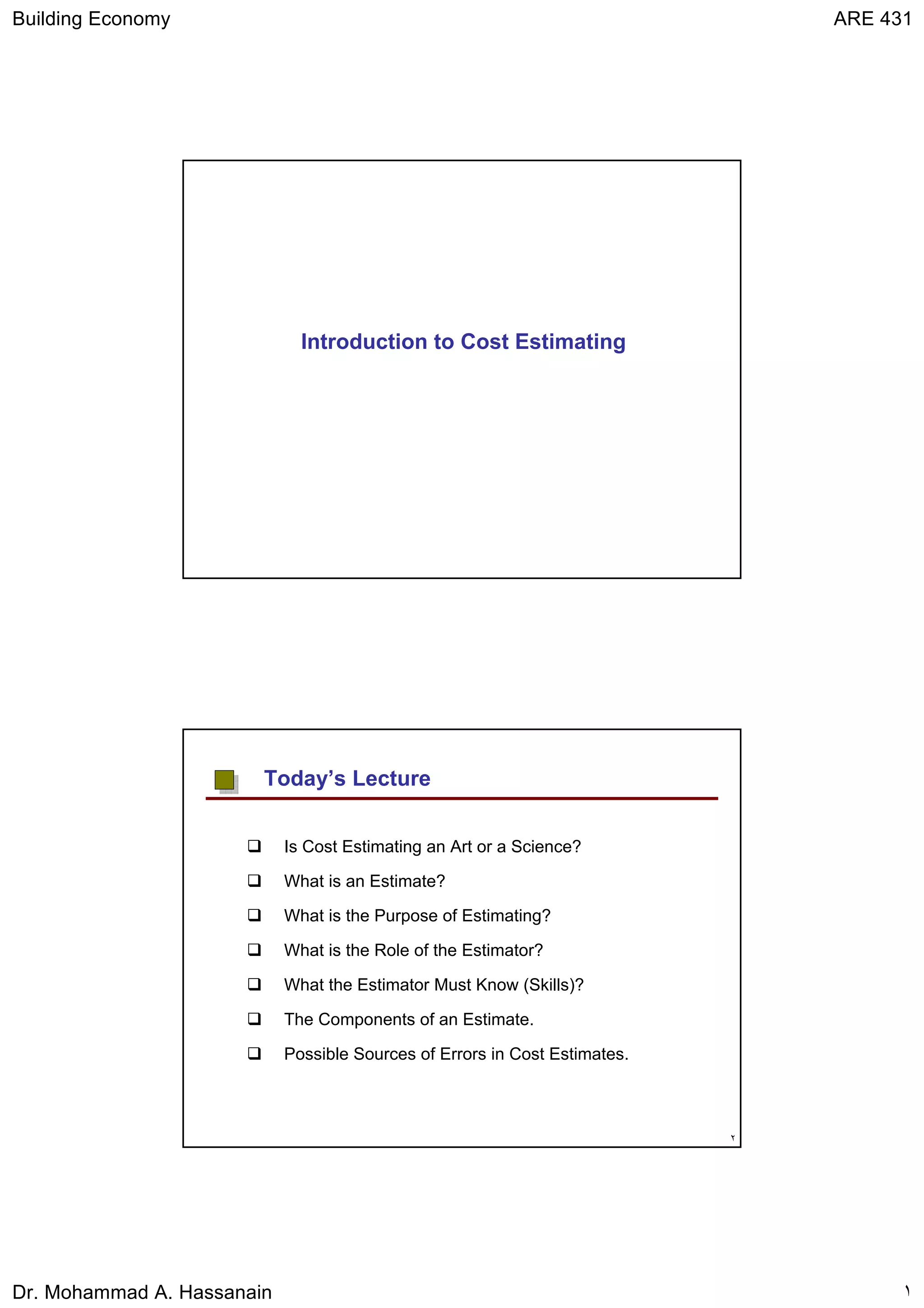 1 introduction to cost estimating | PDF