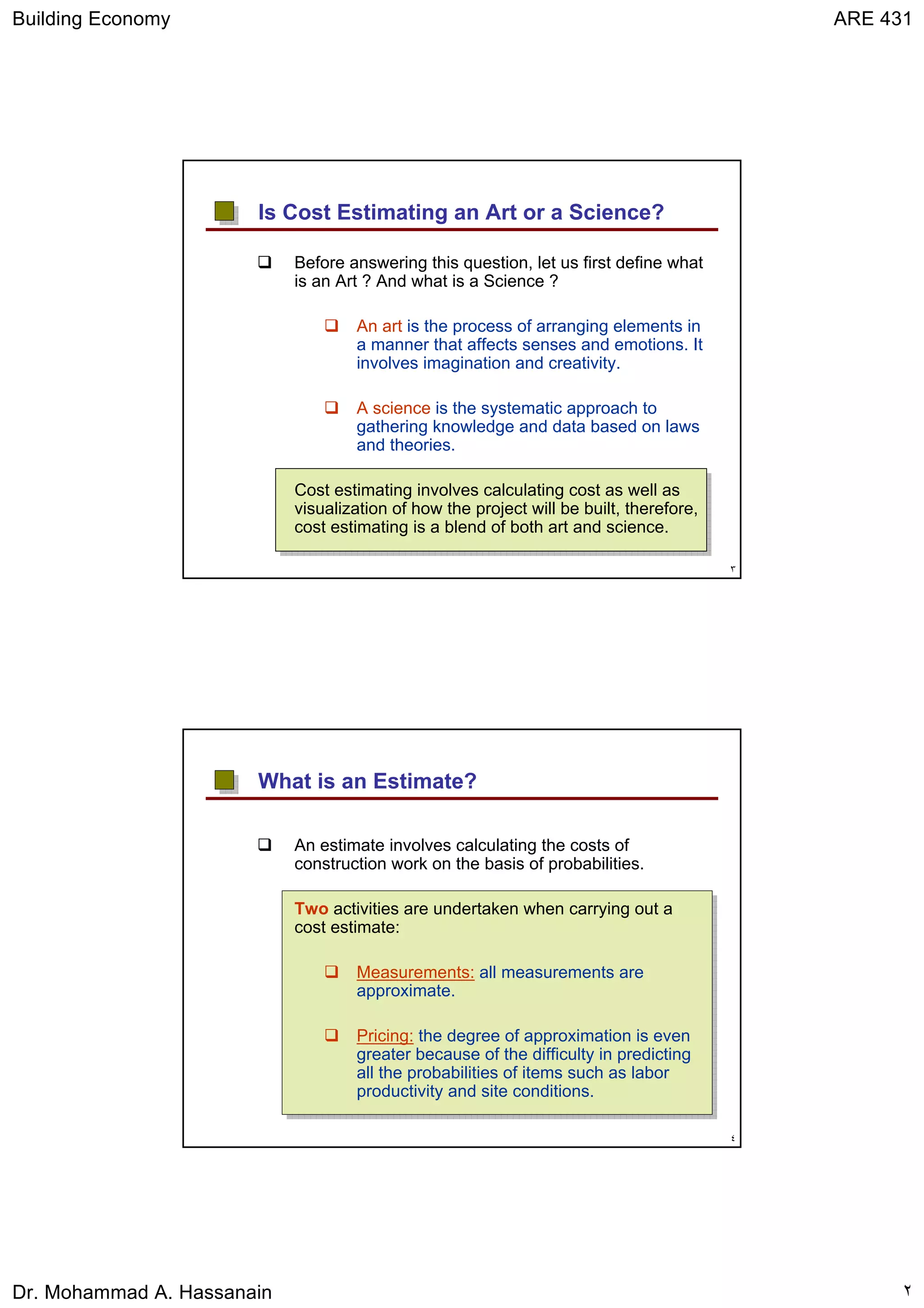 1 introduction to cost estimating | PDF
