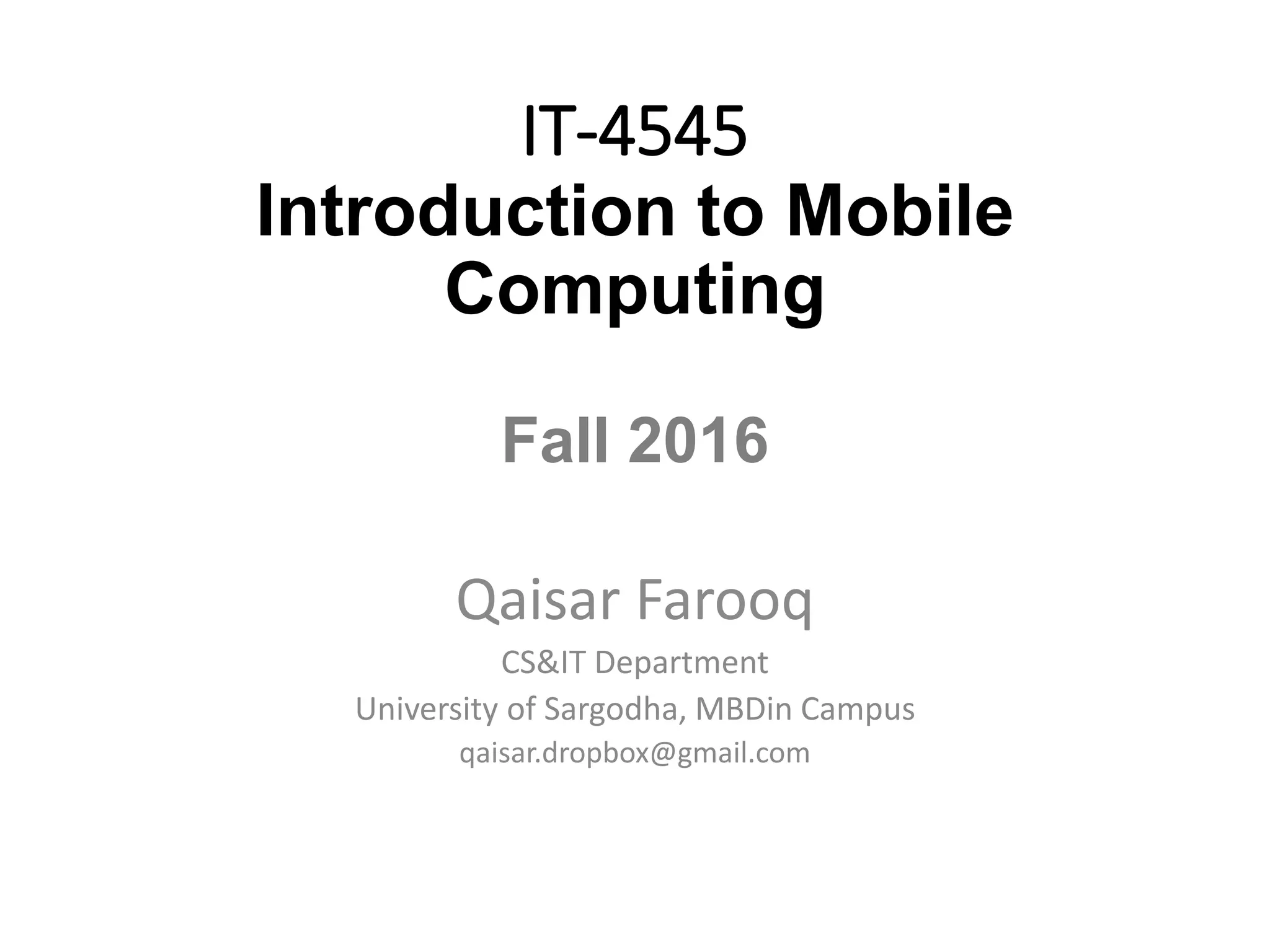 Introduction To Mobile Computing 1 Ppt