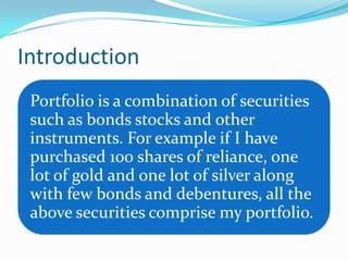 1. introduction to portfolio management | PPTX